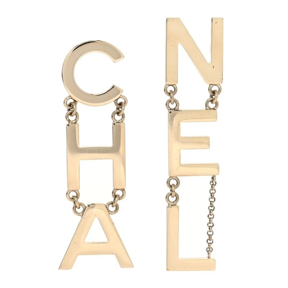 CHANEL | Jewelry | Chanel Gold Letter Chanel Logo Drop Earrings | Poshmark